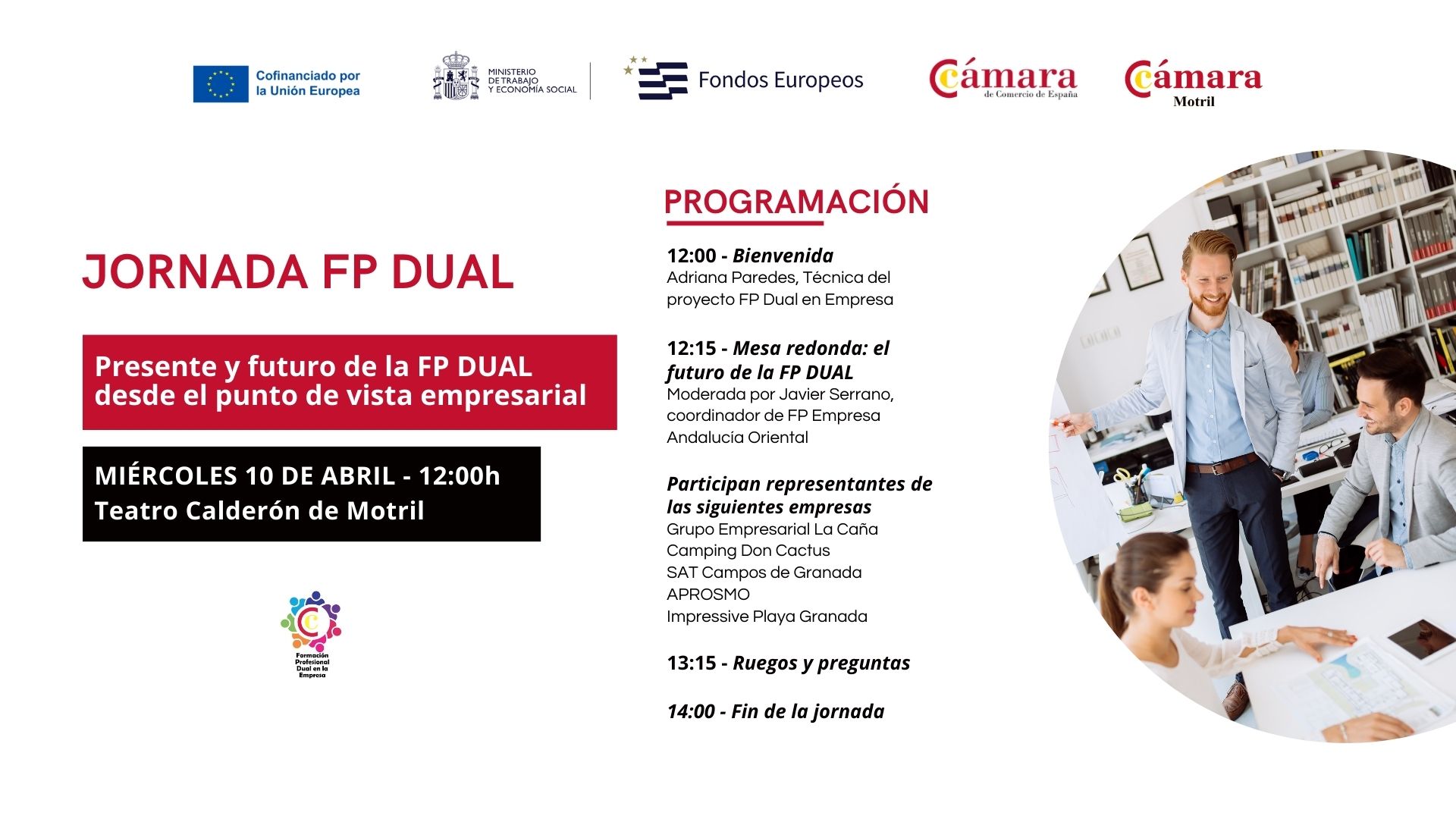 La Cámara de Motril promueve una nueva jornada sobre Presente y futuro de la FP DUAL desde el ...